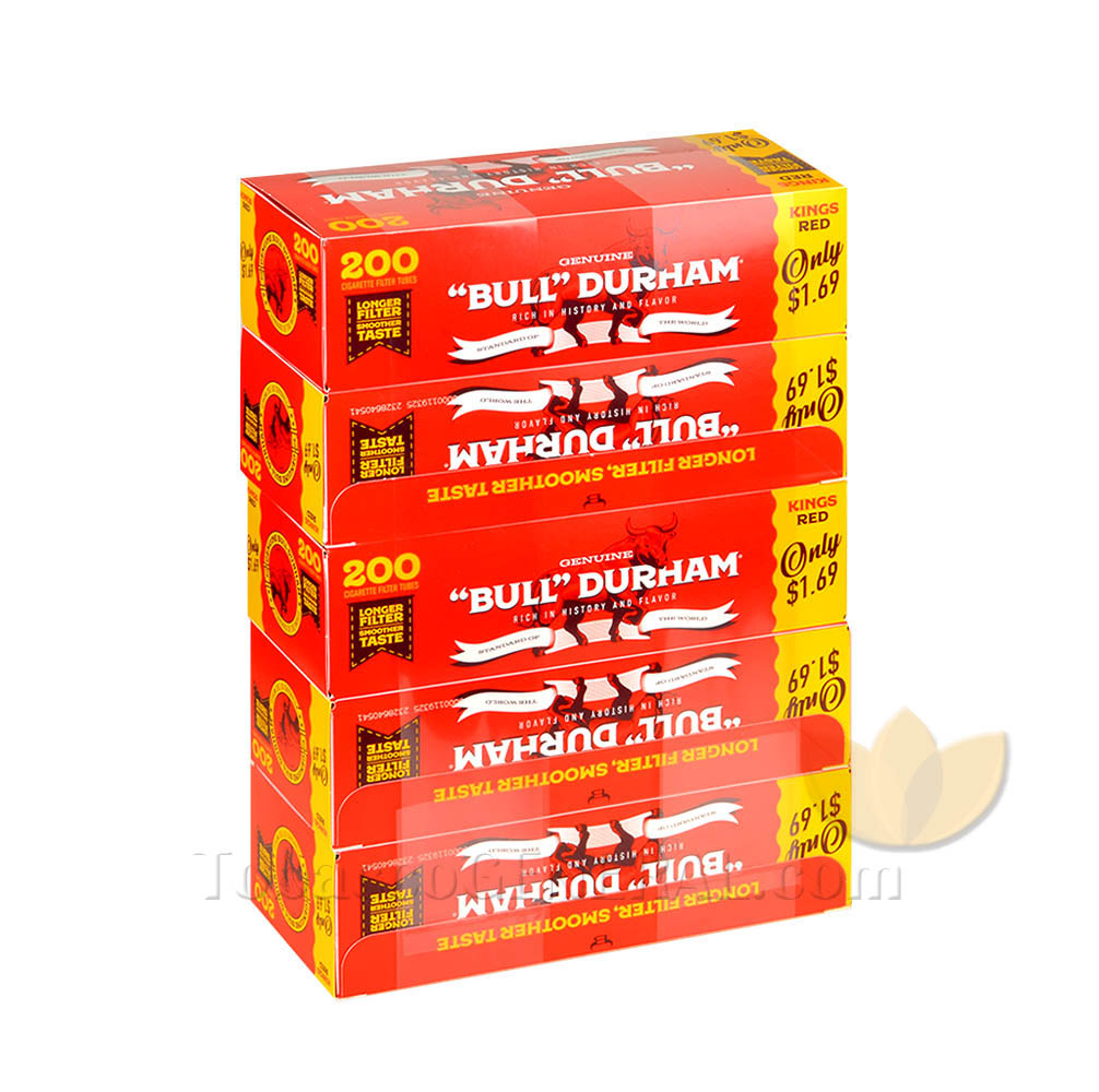 Bull Durham Filter Tubes King Size Regular (Full Flavor) 5 Cartons of ...