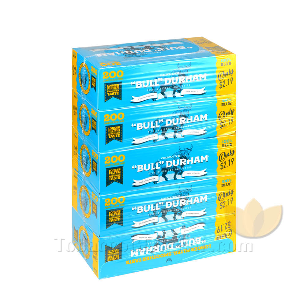 Bull Durham Filter Tubes 100 mm Blue (Light) 5 Cartons of 200 – Tobacco ...