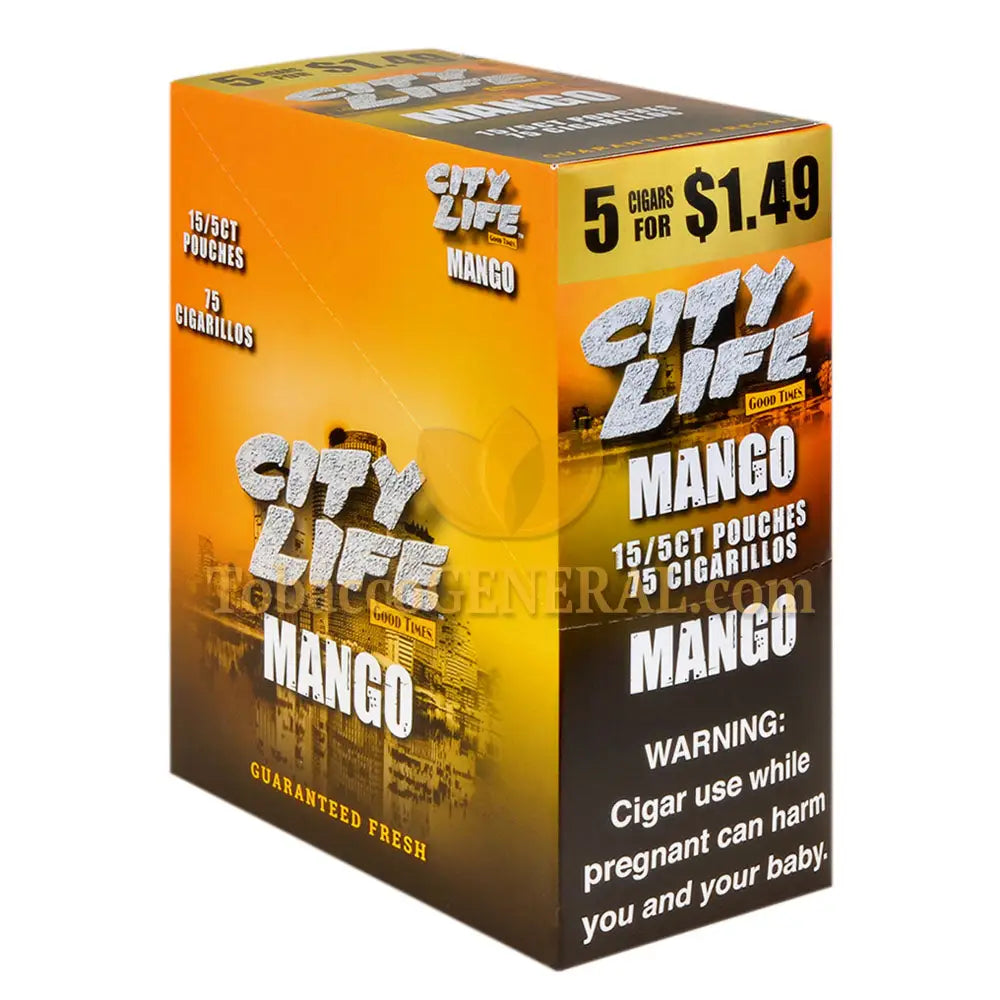 City Life Cigarillos 1.49 Pre-Priced 15 Packs of 5 Cigars Mango ...