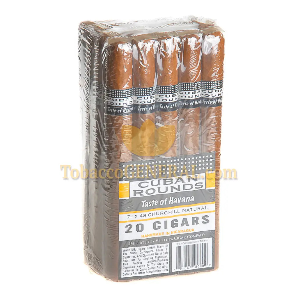 Cuban Rounds Churchill Natural Cigars Pack of 20