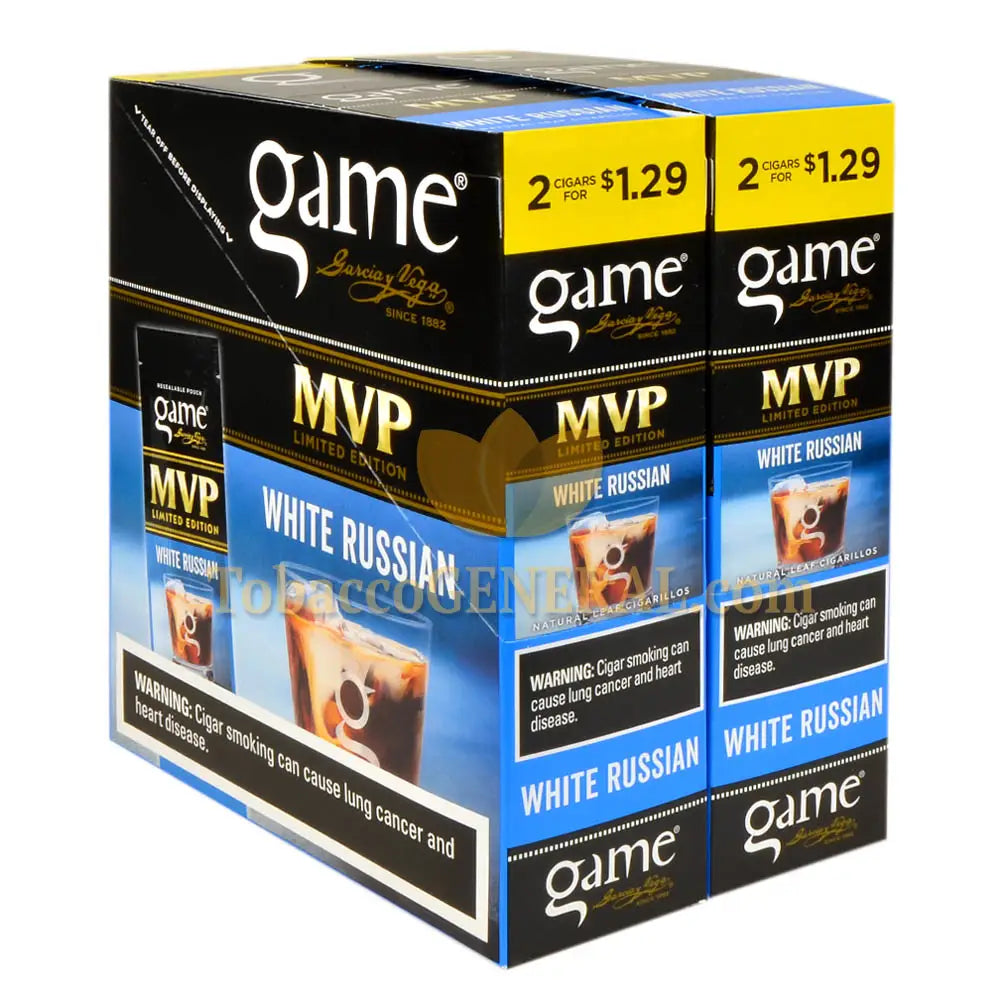 Game Cigarillos MVP White Russian | 30 Packs of 2 Foil