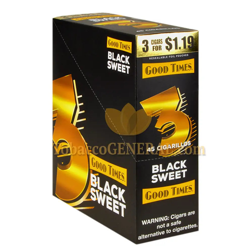 Good Times Cigarillos 15 Packs of 3 Pre-Priced $1.19 Black Sweet ...