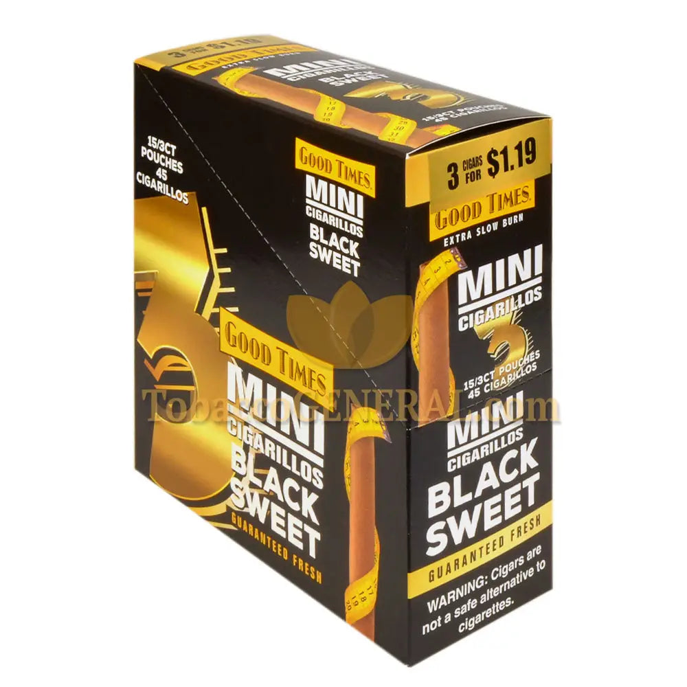 Good Times Mini Cigarillos 15 Packs of 3 Pre-Priced $1.19 Black Sweet ...