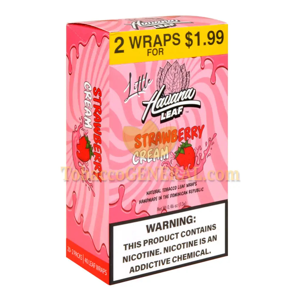 Havana Leaf Little Tobacco Wraps Strawberry Cream $1.99 Pre-Priced 20 ...