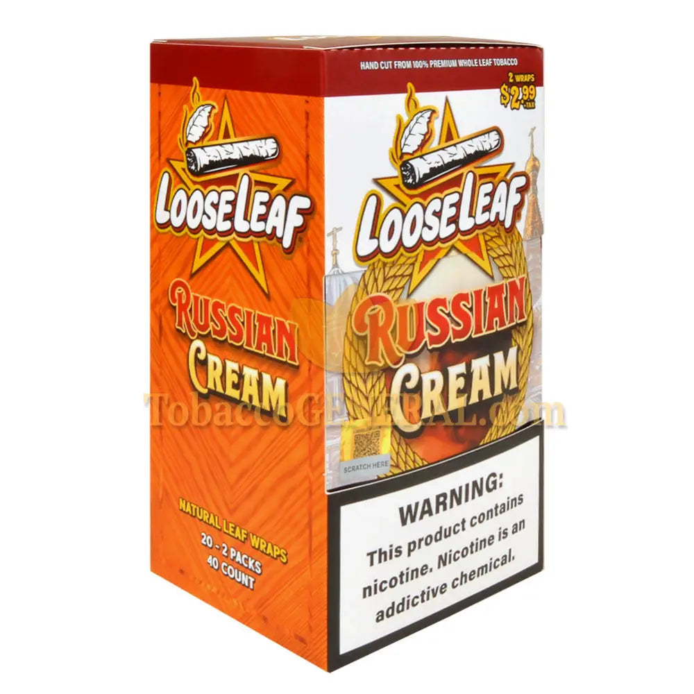 Loose Leaf Russian Cream Wraps 20 Packs of 2, $2.99 – Tobacco General