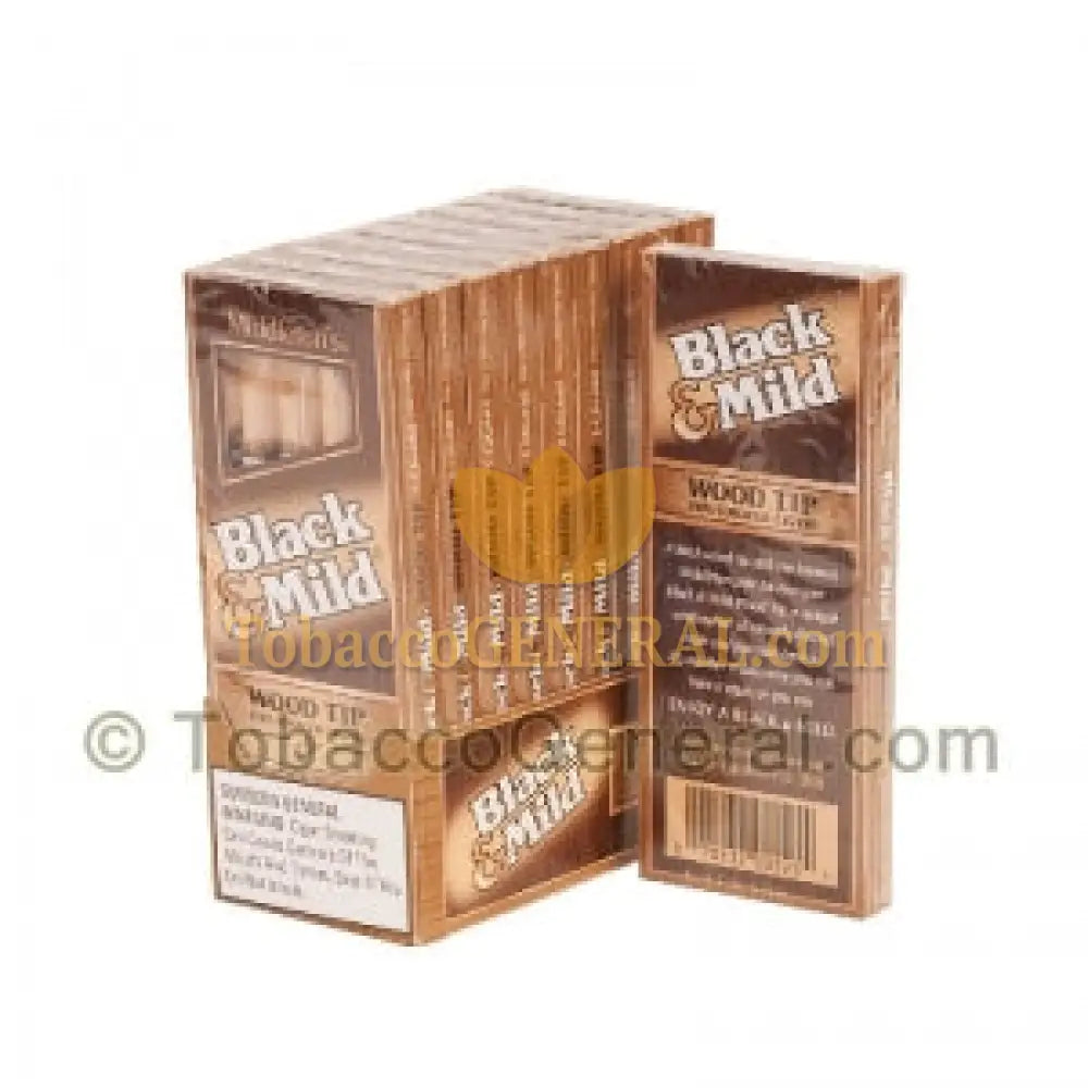 Middleton's Black & Mild Wood Tip Cigars 10 Packs of 5