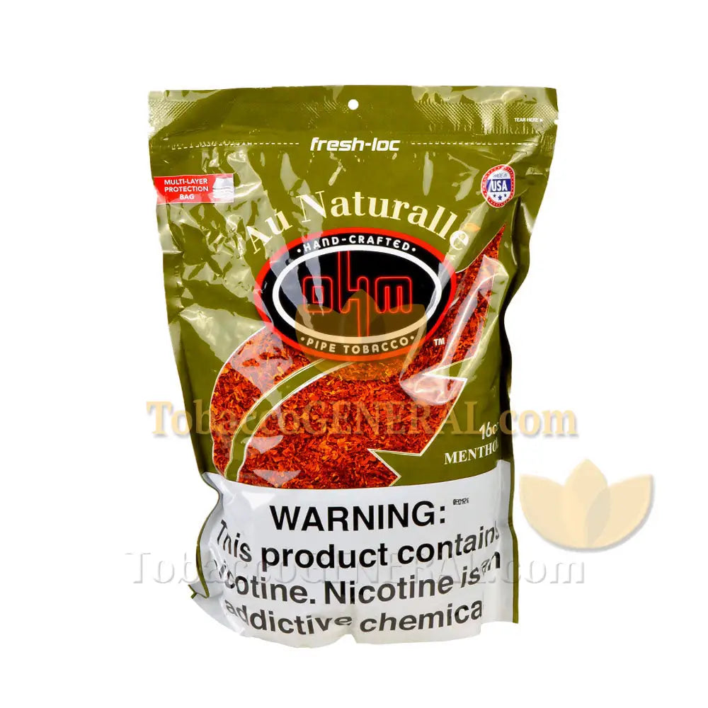 OHM Au Naturalle Menthol Pipe Tobacco 16 oz. Pack – Tobacco General