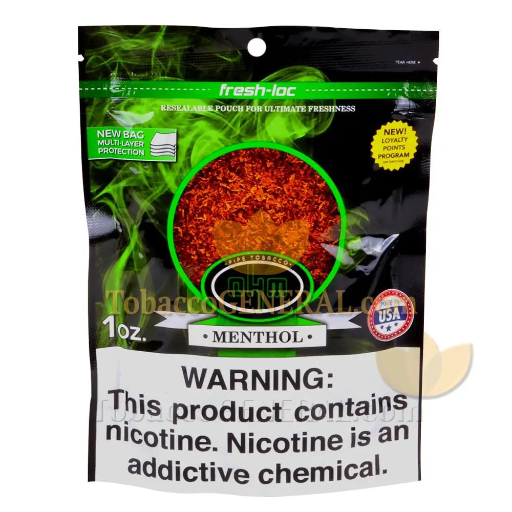OHM Menthol Pipe Tobacco Pack 1 oz. Pack – Tobacco General
