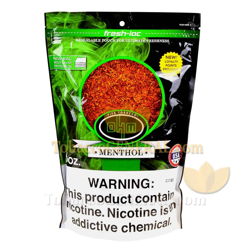 OHM Menthol Pipe Tobacco Pack 6 oz. Pack – Tobacco General