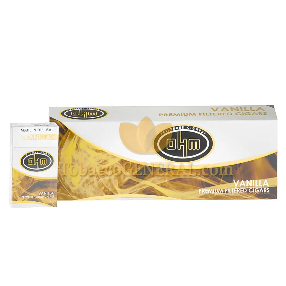 OHM Vanilla Filtered Cigars 10 Packs of 20 – Tobacco General