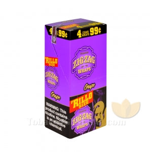Zig Zag Rillo Size Cigar Wraps Grape 15 Packs of 4 Pre-Priced – Tobacco ...