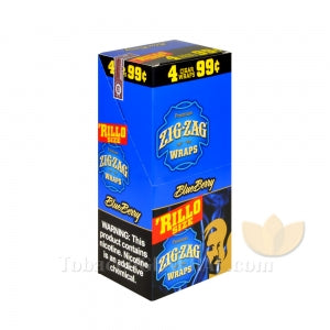 Zig Zag Rillo Size Cigar Wraps Blueberry 15 Packs of 4 Pre-Priced ...