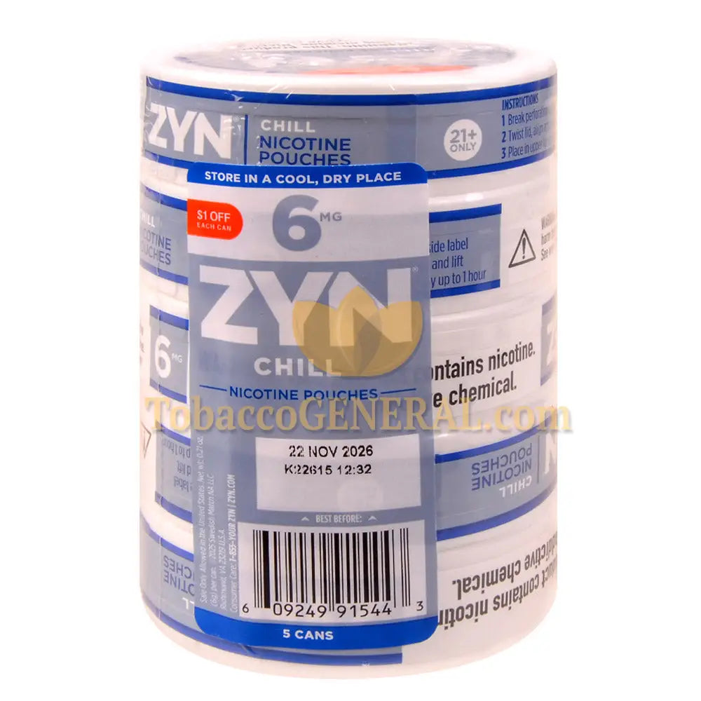 ZYN Chill | Nicotine Pouches | 6mg | $1 OFF Promo | Tobaccogeneral.com ...